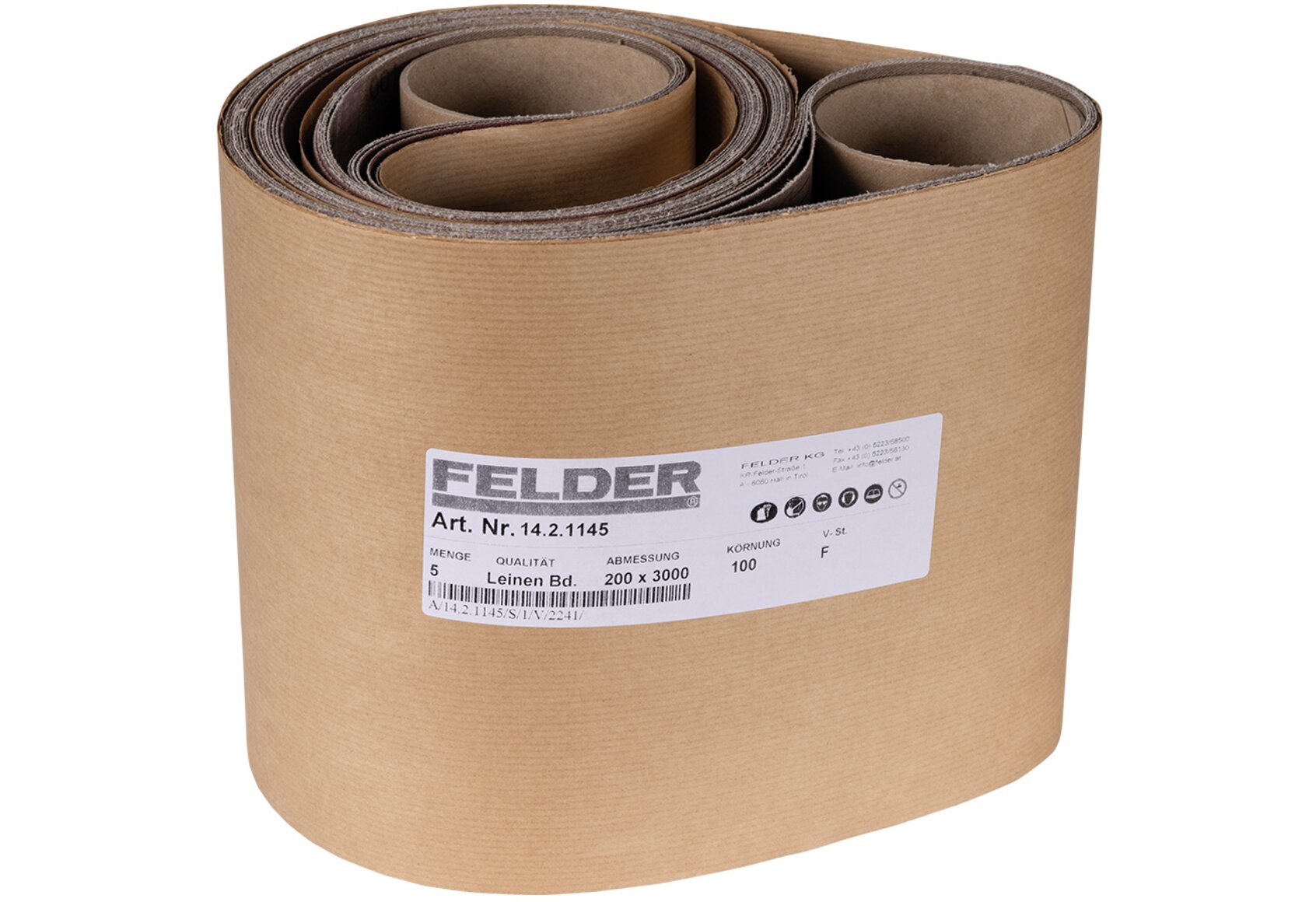 Lærred slibebånd 3000 x 200 mm | K 100 | Passer til FS 700 K | Felder ...